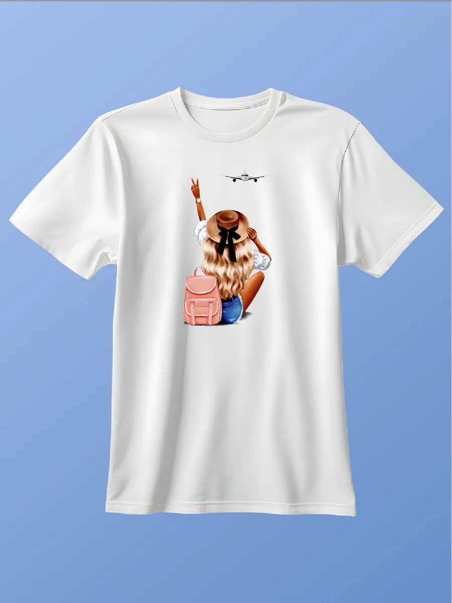 Футболка девушка и самолет