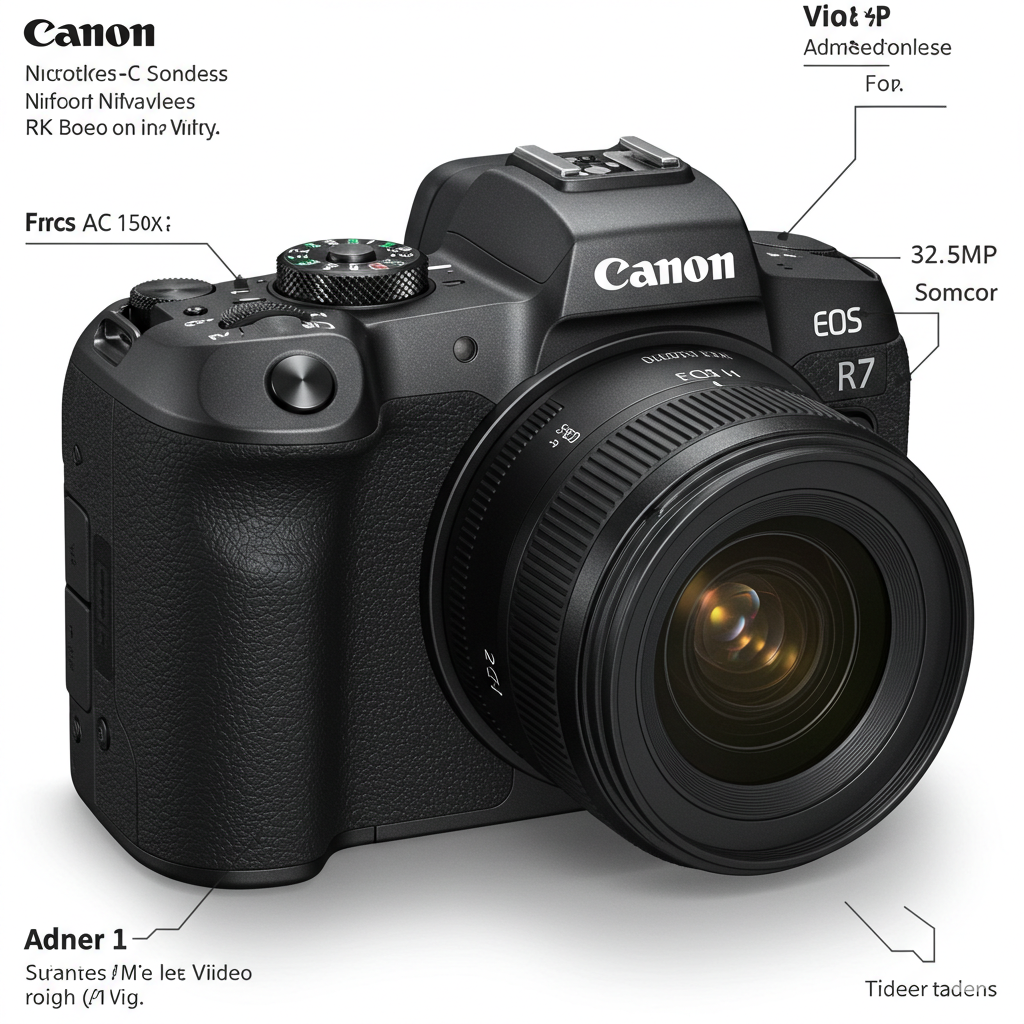 Canon EOS R7 Mirrorless Camera Body – APS-C, 32.5MP, 4K Video, Black
