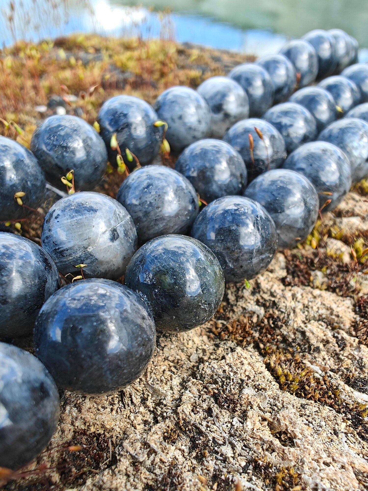 Лабрадор бусины шарик 12 мм, 35-38 см/нить, около 30 шт, для браслетов, бус, украшений