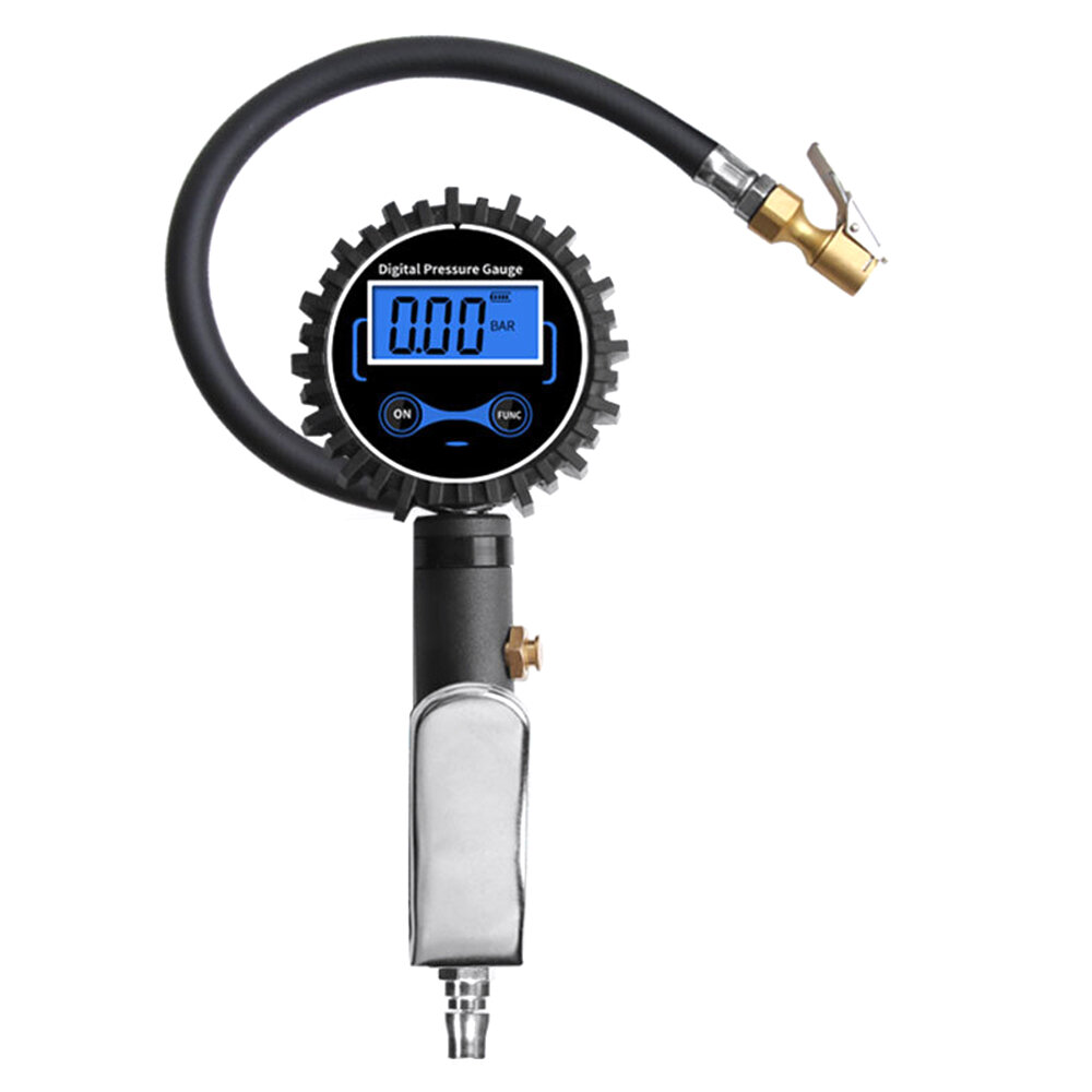 Цифровой манометр для шин с насосом, пневматическим патроном 180 PSI и компрессором, с быстроразъемным соединением, высокоточный манометр для шин с ЖК-дисплеем с подсветкой для грузовиков, пикапов, автомобилей, фургонов, мотоциклов, велосипедов