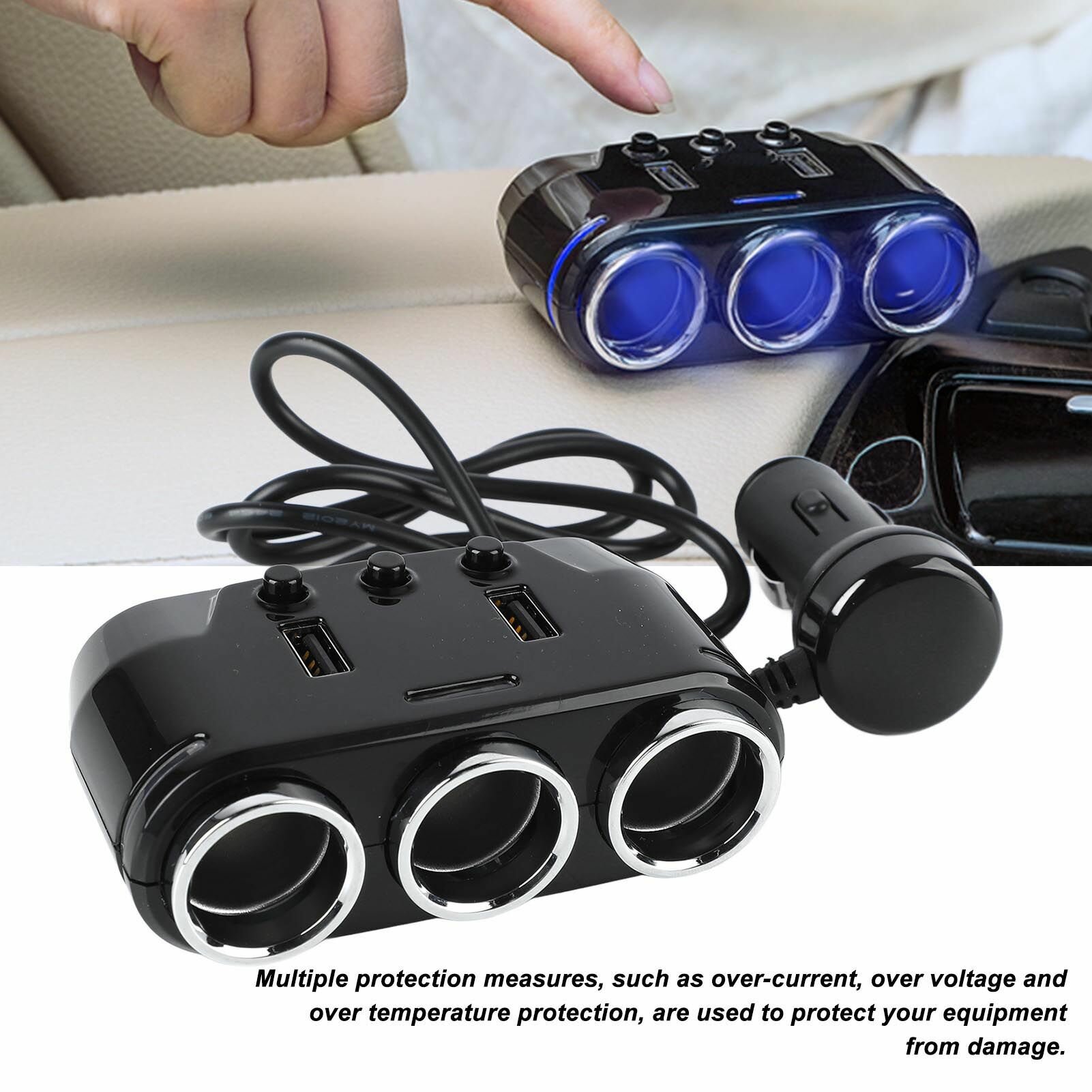 DC12V to 24V адаптер прикуривателя прочный долговечный 3 гнезда прикуривателя разветвитель для автомобиля