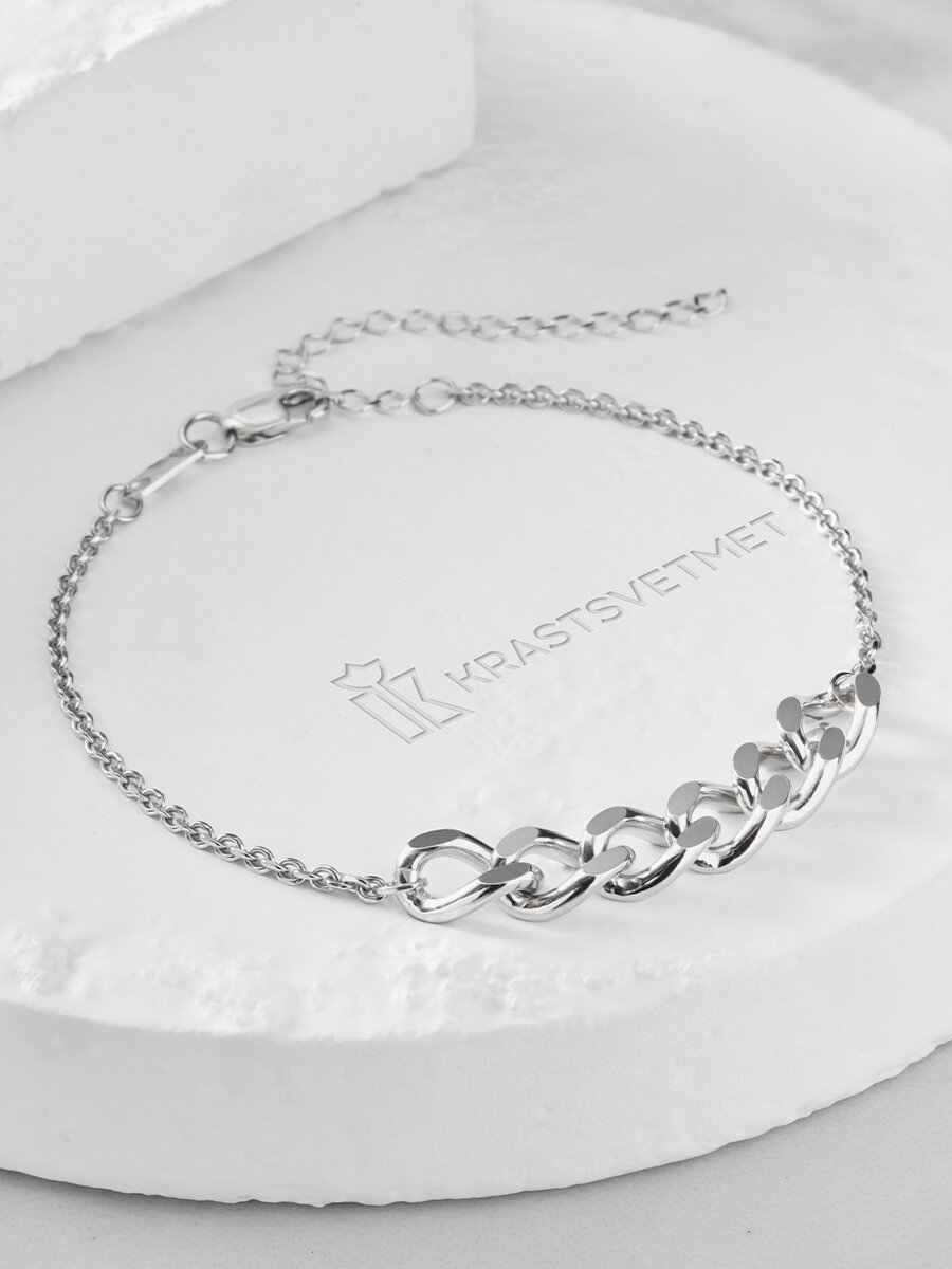 Браслет-цепочка, серебро, 925 проба, родирование