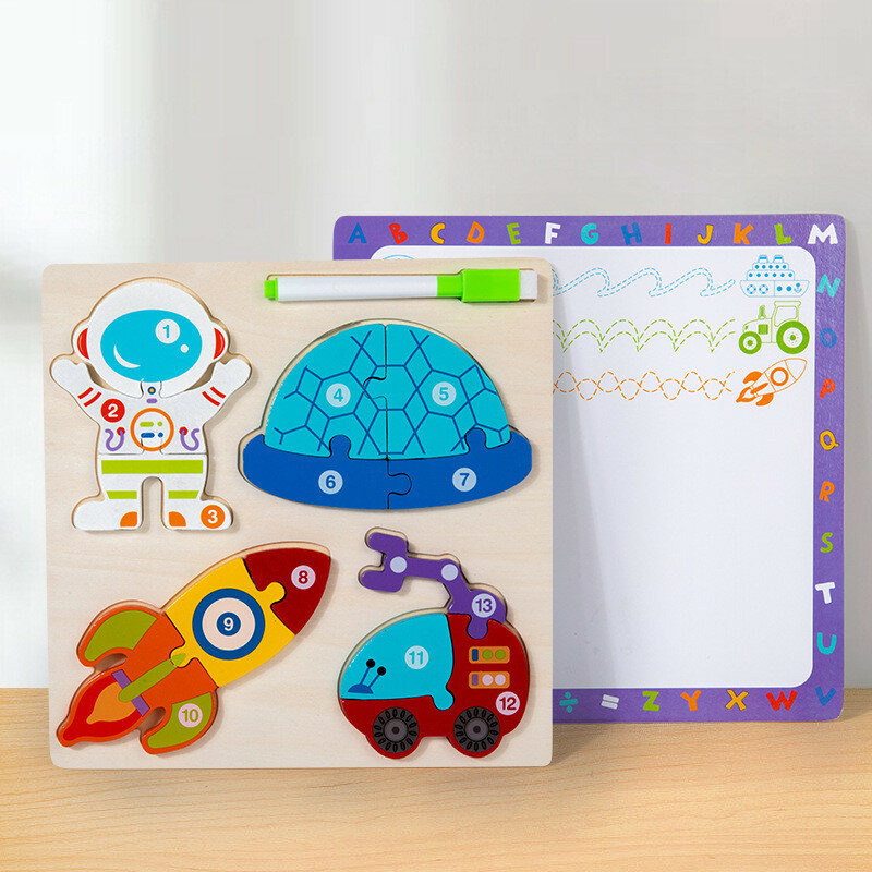 Детская развивающая доска-пазл с деревянными фигурками для развития координации движений, стиль h