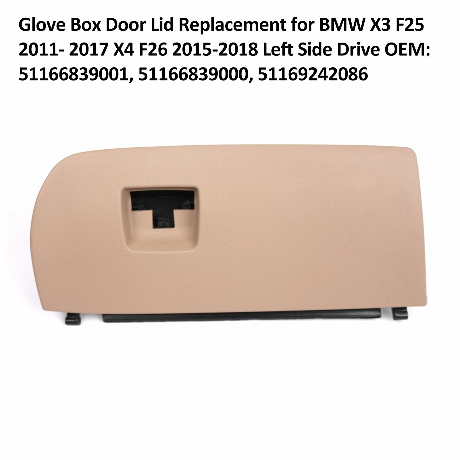 Крышка бардачка для BMW X3 F25 2011-2017 / X4 F26 2015-2018, левый привод, OEM: 51166839001