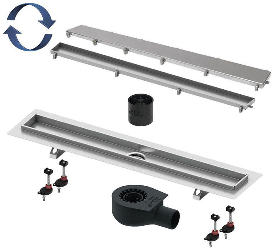 Душевой лоток TECE TECElinus 15103099, 90 см с основой для плитки tile и панелью steel 2 в 1