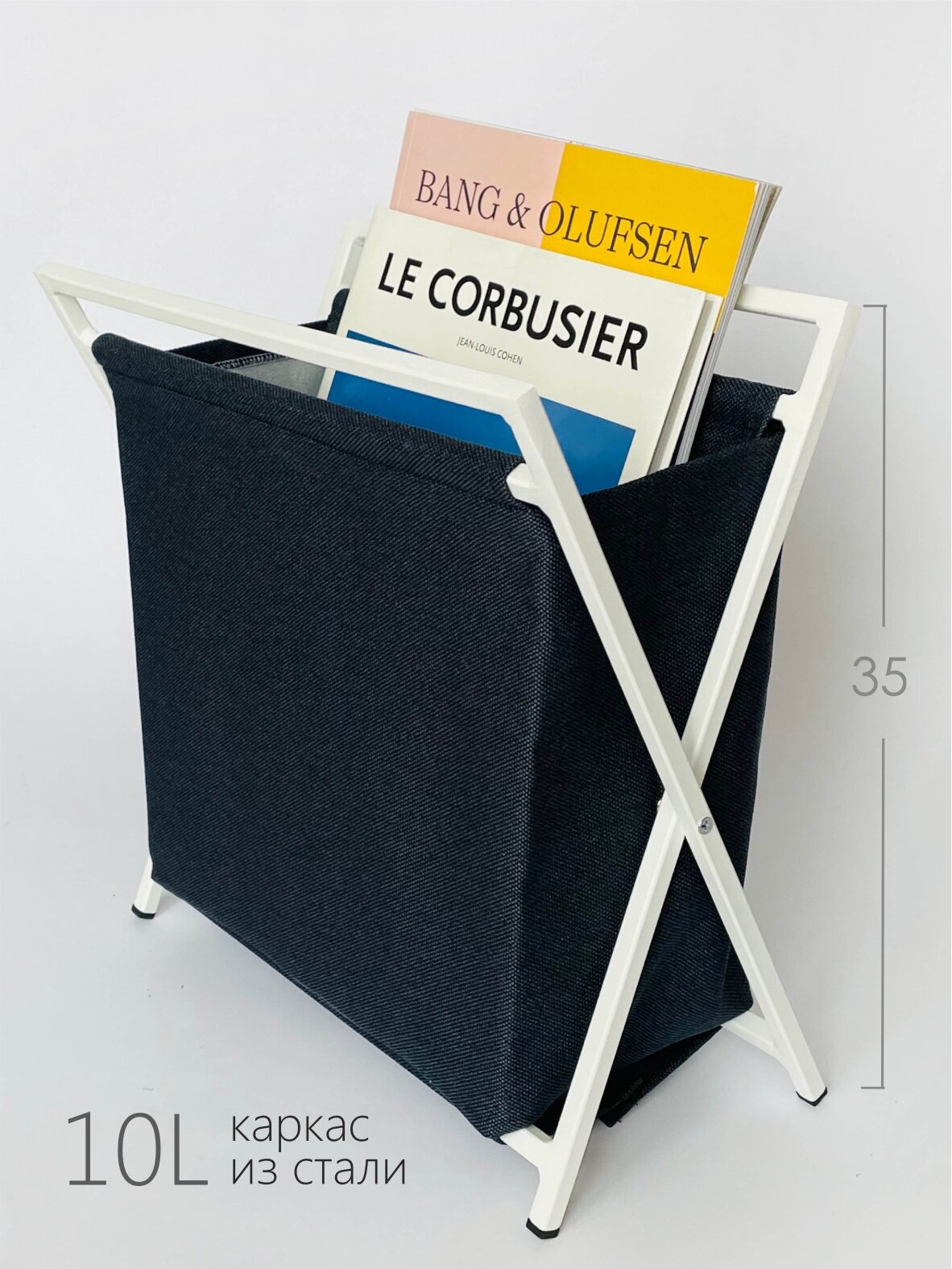 Корзинка Molinardi Creativo, для хранения аксессуаров, темно-синяя рогожка на белом