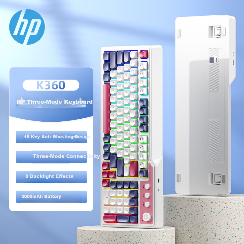 HP K360 Wireless Bluetooth Keyboard RGB Mechanical Feel Gaming Computer Office Gaming Universal Keyboard White Red