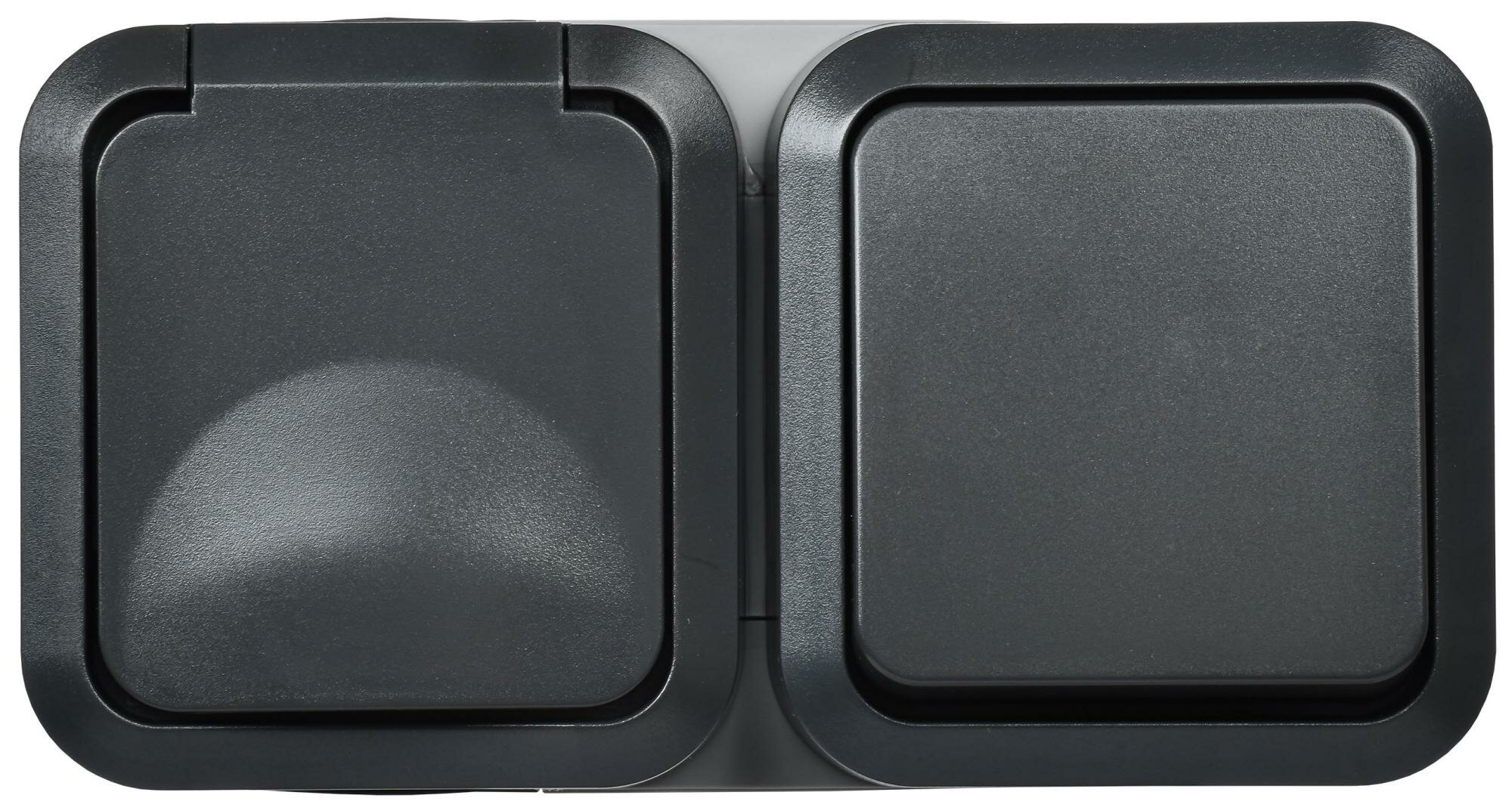 IEK TORS Блок розетка + выключ. гор. 16А IP55 TS142 графит, TS-G10-6-55-V-K53