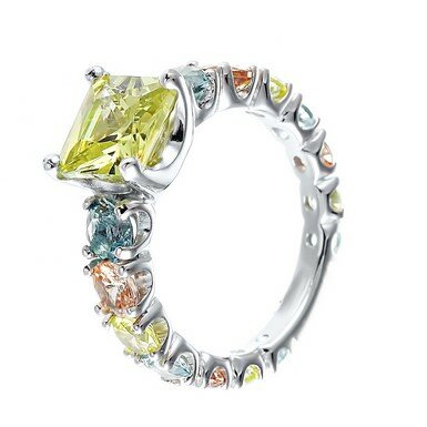 Перстень, серебро, 925 проба, родирование, циркон