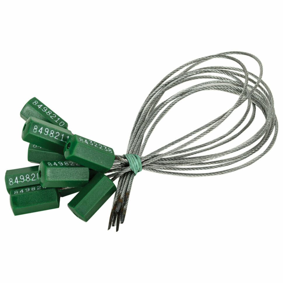 Пломбы металлические тросовые, диаметр 1,8 мм, длина 300 мм, комплект 10 шт, 604775