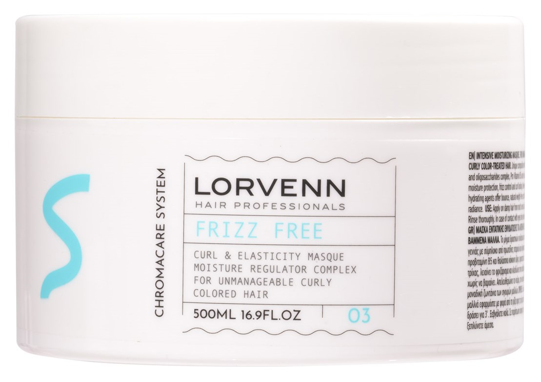 Маска Lorvenn Frizz Free Curl & Elasticity интенсивного увлажнения для непослушных, вьющихся окрашенных волос, 500 мл