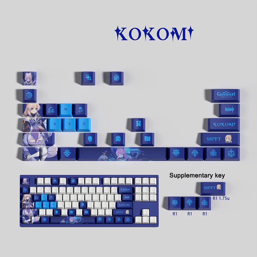 Genshin Impact Колпачки для клавиш Furina PBT 29 шт Sangonoiya Kokomi