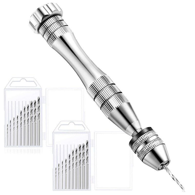 Штифтовые тиски, набор ручных дрелей с 20 сверлами (0,8-3 мм), прецизионные ручные дрели по дереву, брелок для ключей, подвеска