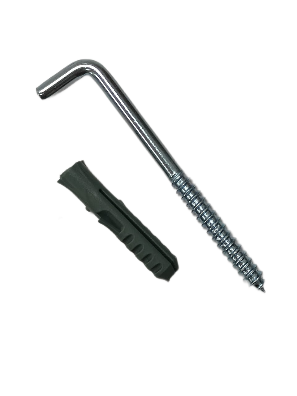 Шуруп-крюк L-образный 5,9х80мм прямой шлиц с дюбелем 2шт