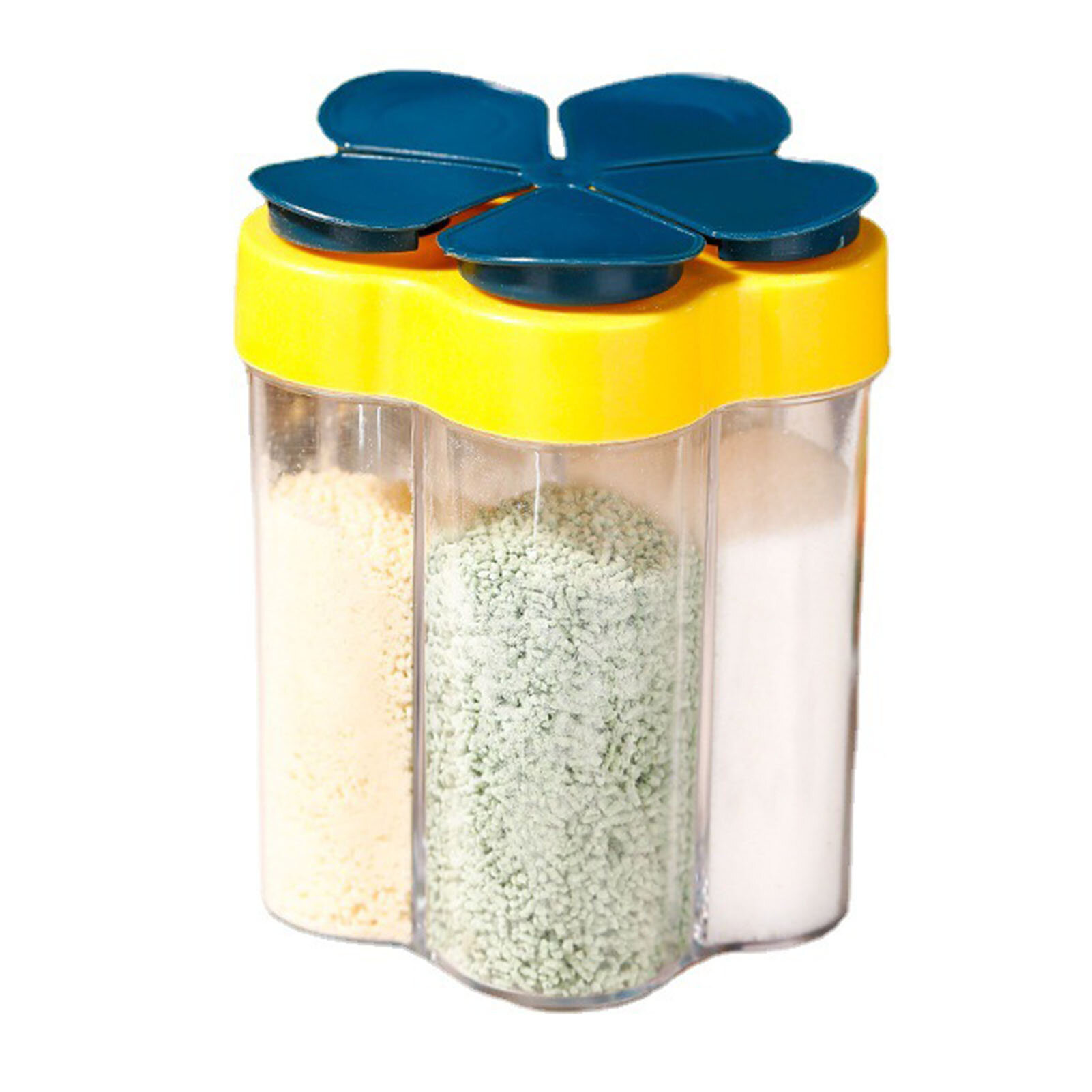 5 In 1 Travel Spice Containers Airtight Travel Seasoning Condiment Containers Portable Camping Seasoning Box for Barbecue Picnic Blue