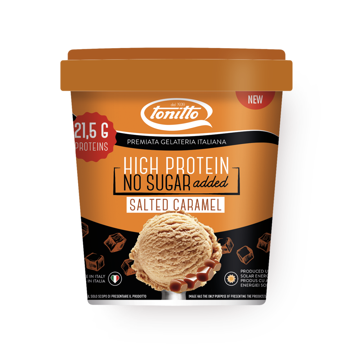 Мороженое Tonitto High Protein, соленая карамель, без сахара, 250 г