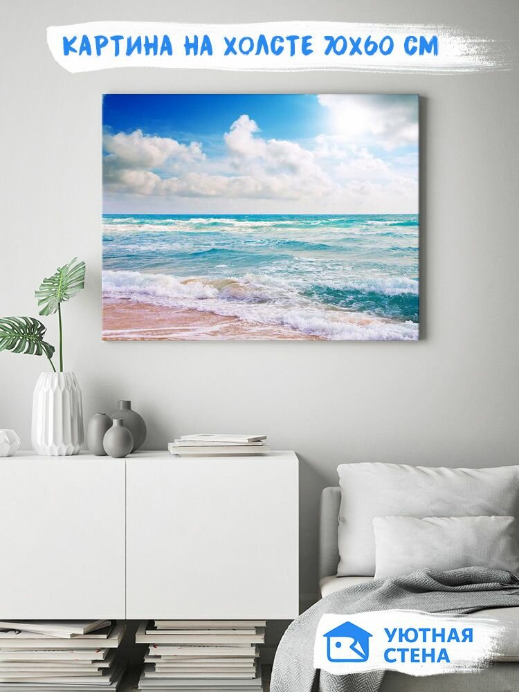 Картина на натуральном холсте Уютная стена "Морские волны" 70х60 см
