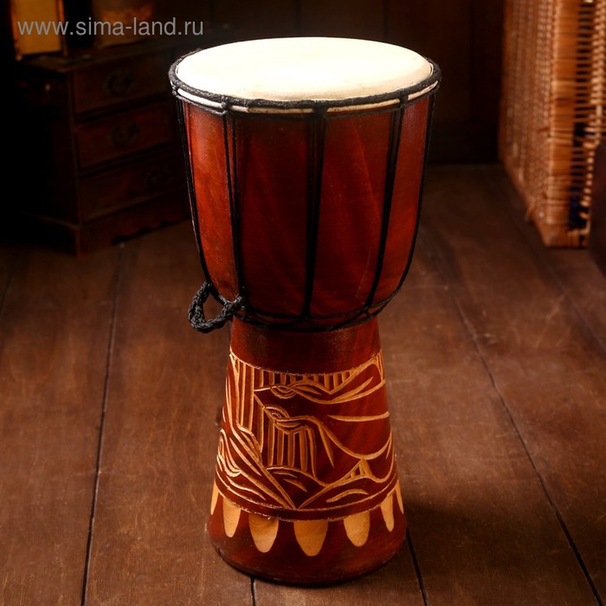 Сувенирный музыкальный инструмент "Барабан Джембе Узоры" 30х15х15 см микс