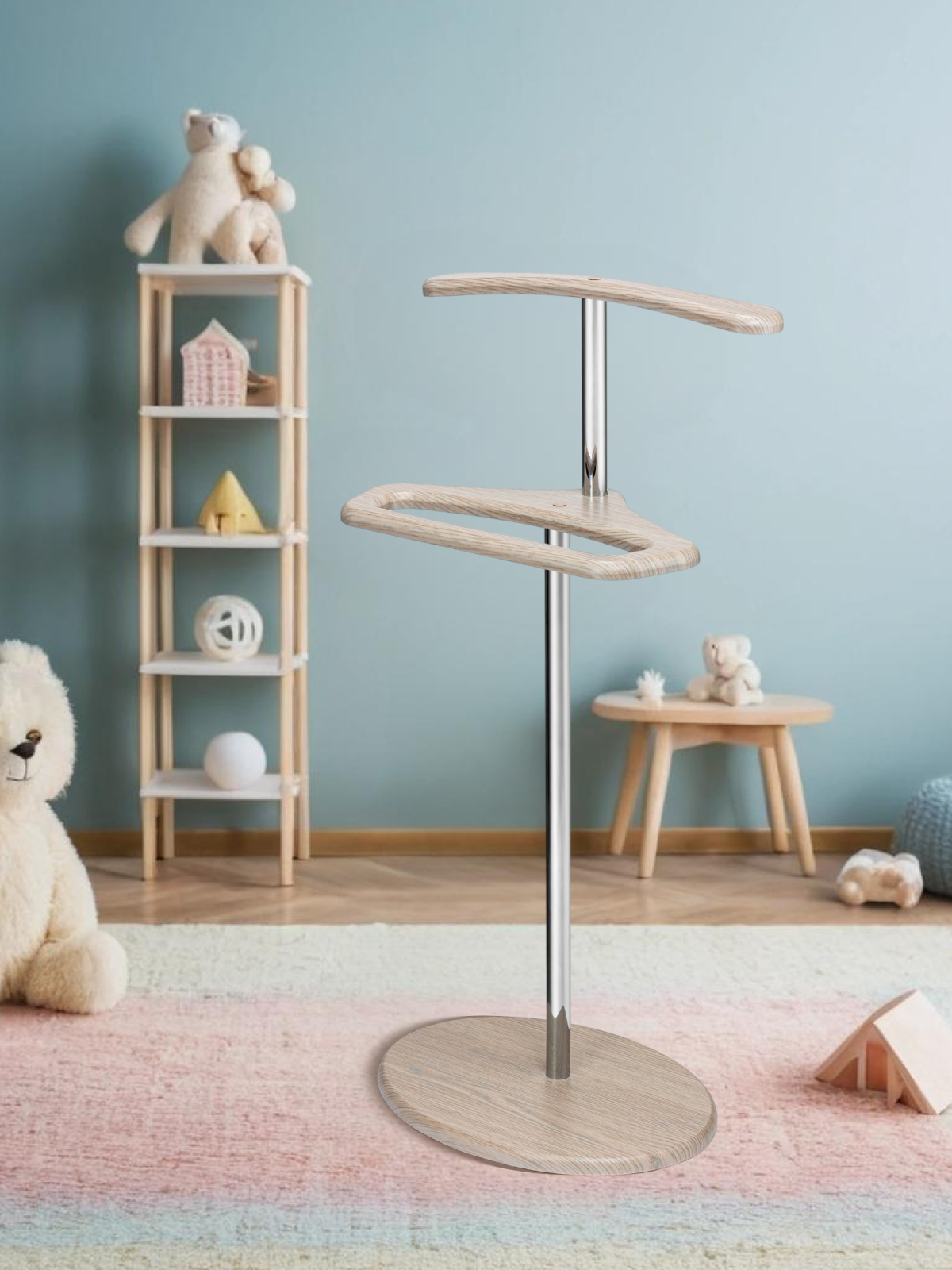 Вешалка напольная для одежды Китти детская дуб белёный МДФ до 5 кг