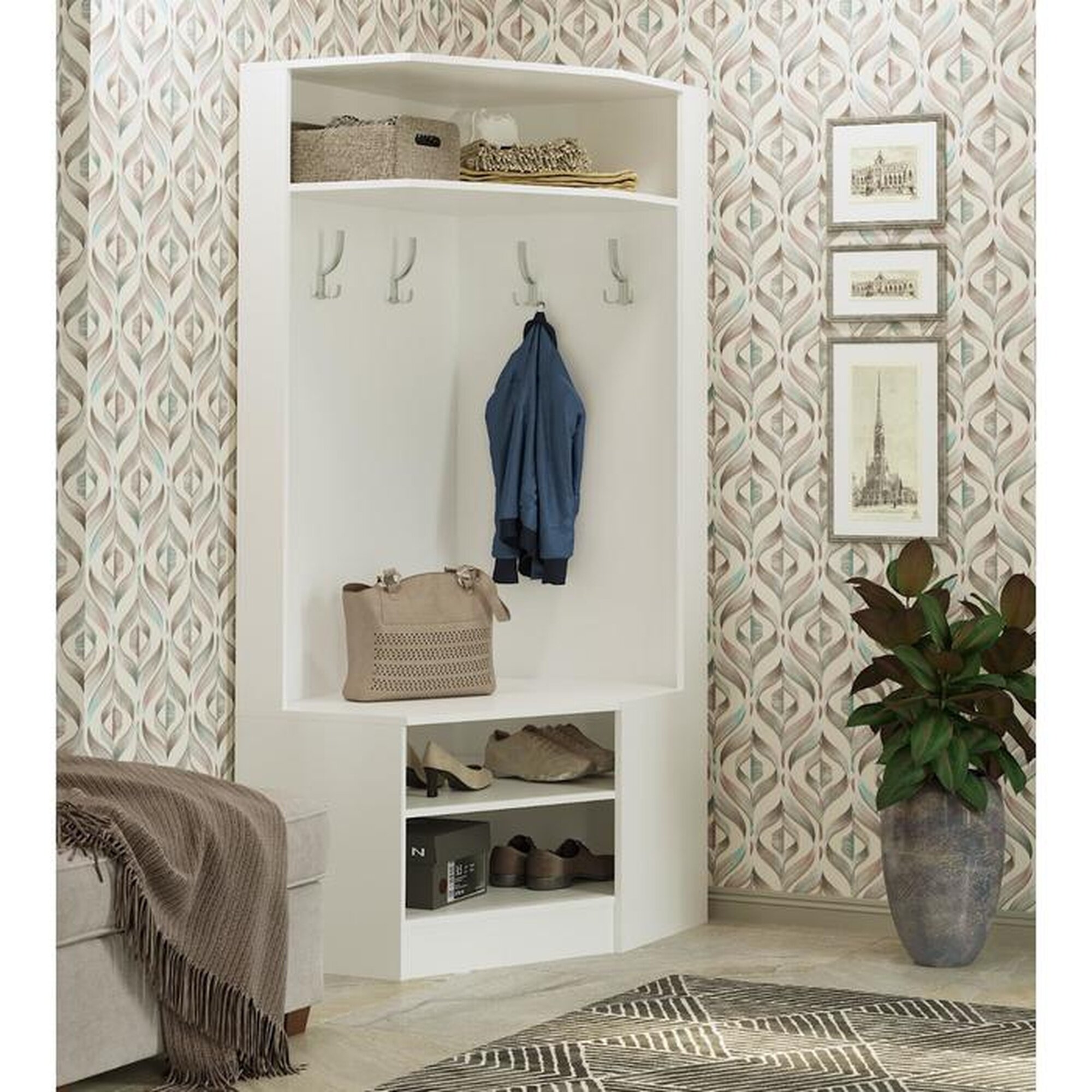 Прихожая Клик Мебель "Соло", угловая, ЛДСП, белая, 85x65x180 см