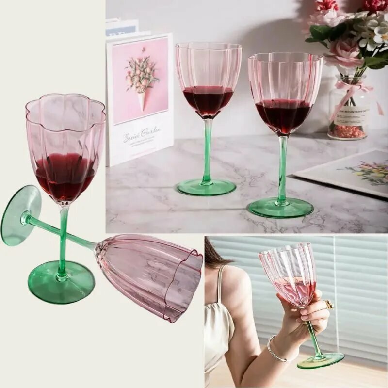 Набор бокалов вогдаль, стекло, мытье в посудомойке, 150мл, розовый, светло-зелёный