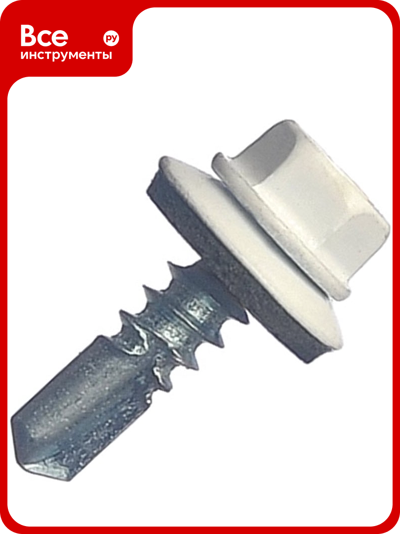 Кровельный саморез металлсервис 5.5x19, RAL 9003, 100 шт. 1220598