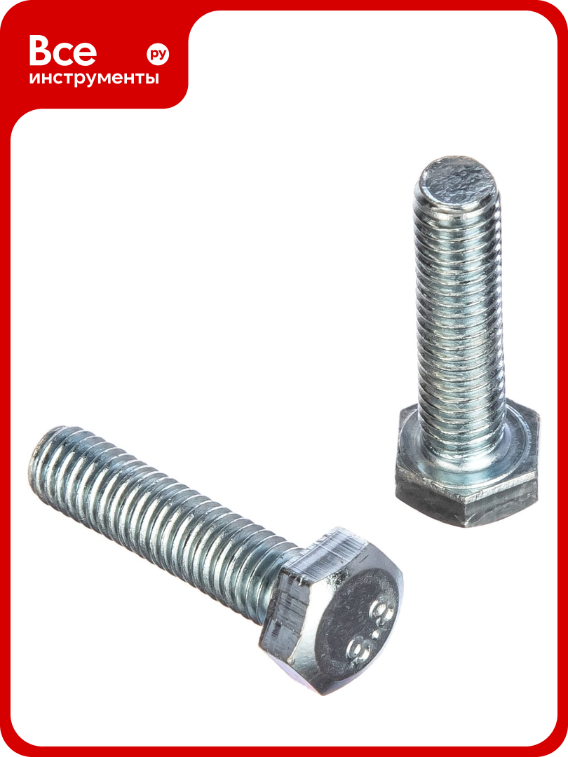 Болт DIN 933 с шестигранной головкой, оцинкованный М6х25, 70шт - коробка Tech-Krep 105202