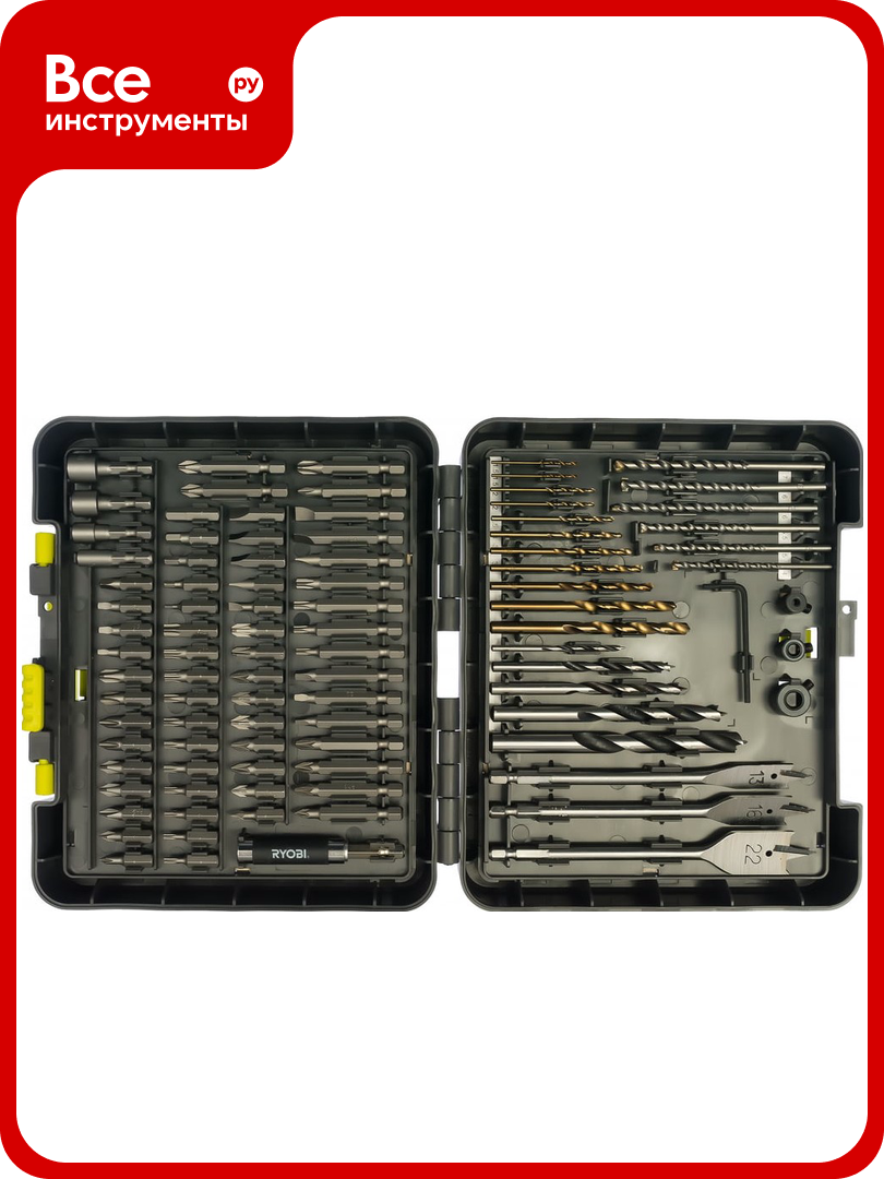 Набор бит и сверл (95 предметов) Ryobi RAK95DDF, из стали, для дрелей и шуруповертов