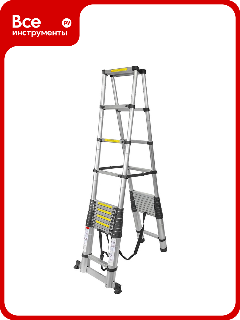 Телескопическая алюминиевая двухсекционная лестница-стремянка Forsage 4.1+4.1 м, 14+14 ступенек F-UP410-2(54173)