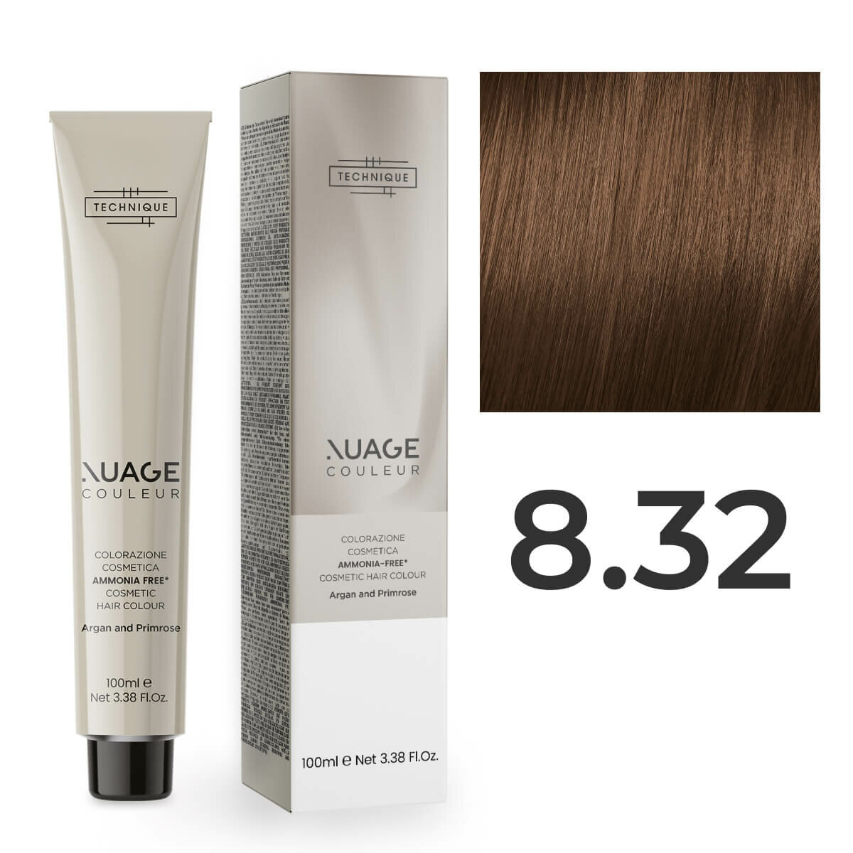 Безаммиачная крем-краска для волос Technique Nuage Ammonia Free Hair Color Cream 8.32 Светлый русый Золотисто-фиолетовый, 100 мл