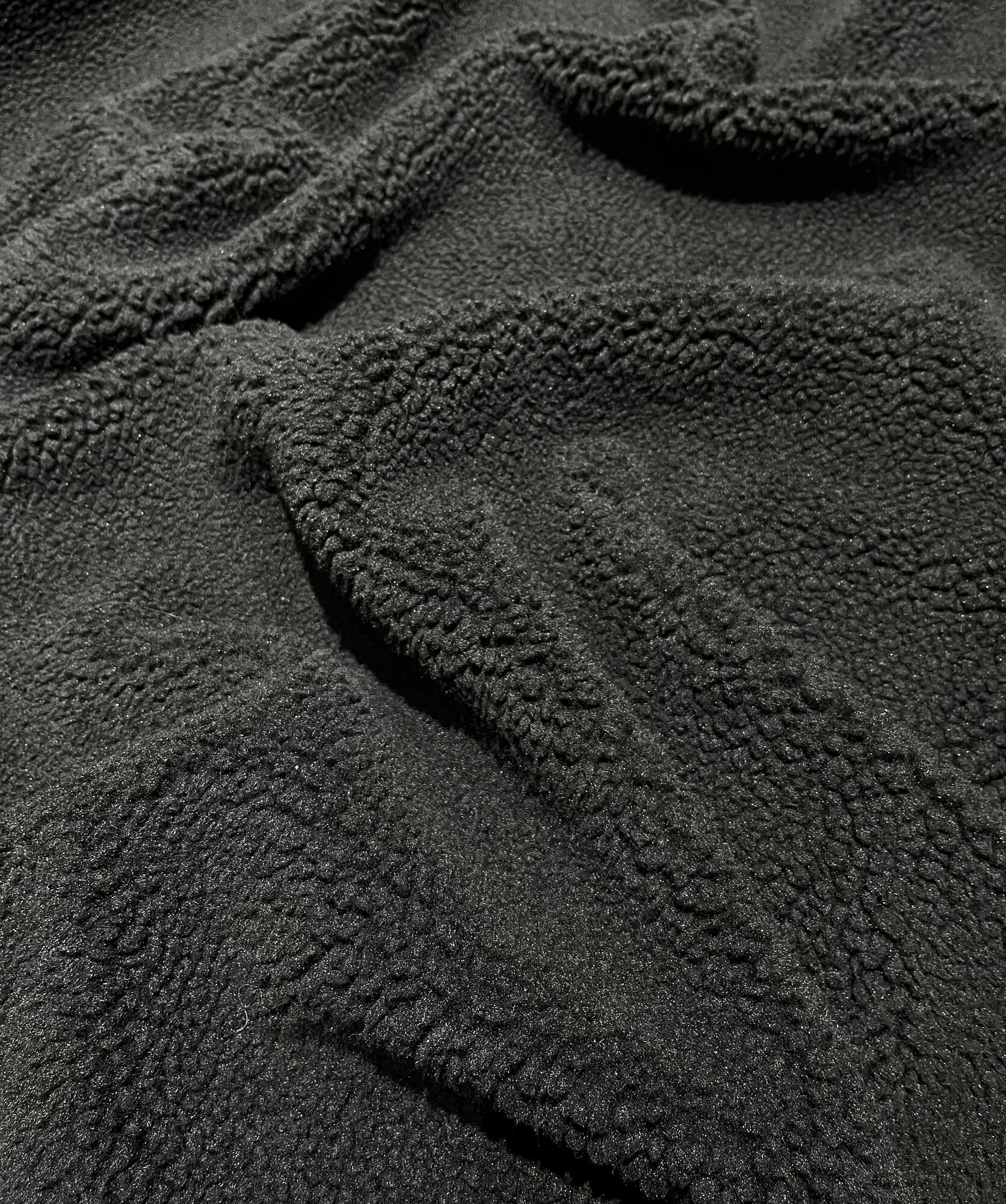 Ткань тедди, черный цвет, плотность 680 гр, ширина 153 см, Франция, любой метраж кратный 1м