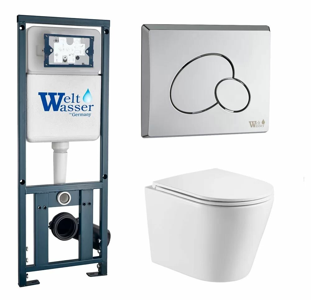 Комплект; Унитаз с инсталляцией WeltWasser MARBERG 410 + SALZBACH 043 GL-WT + MAR 410 RD
