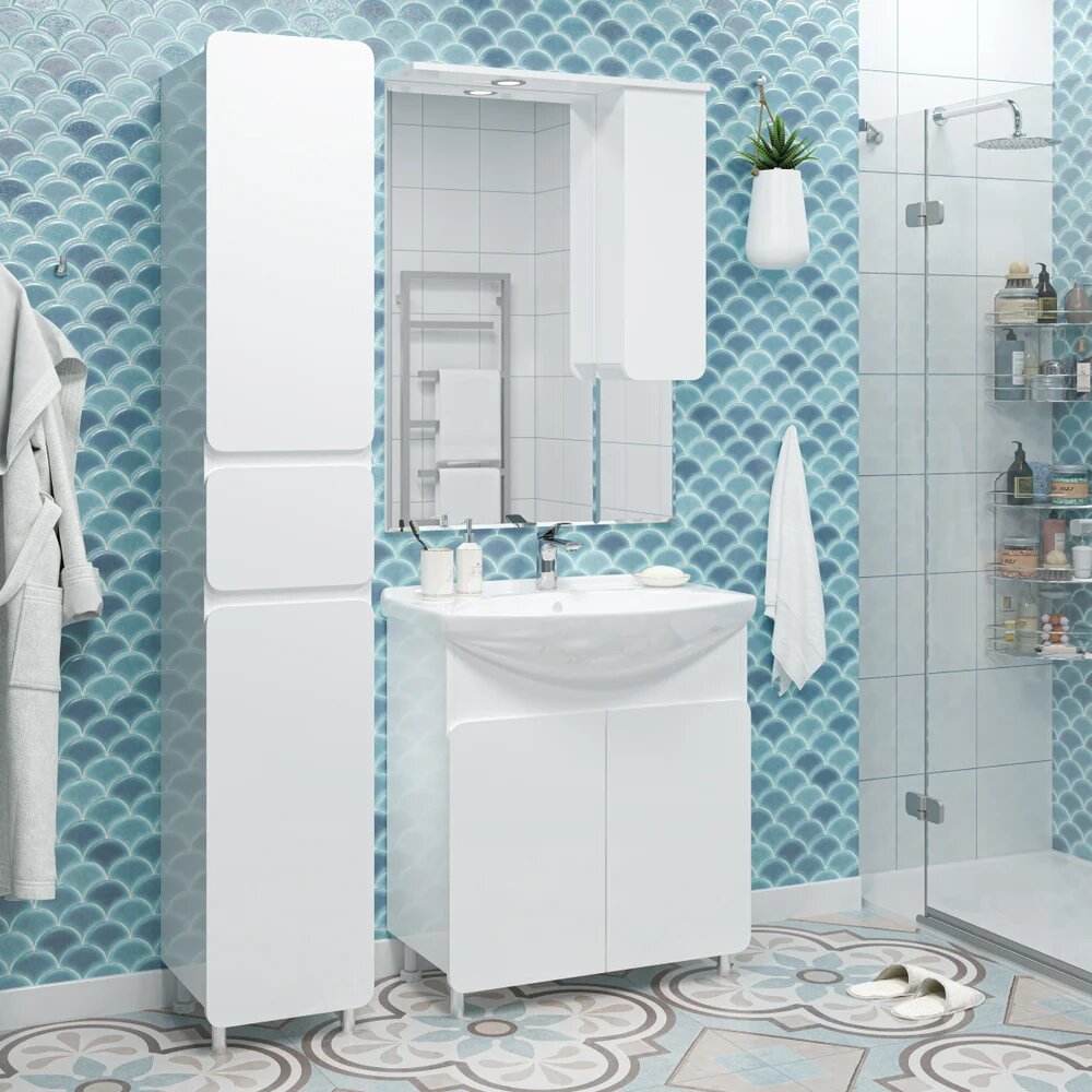 Мебель для ванной комнаты Misty Чегет 75, напольная, белая