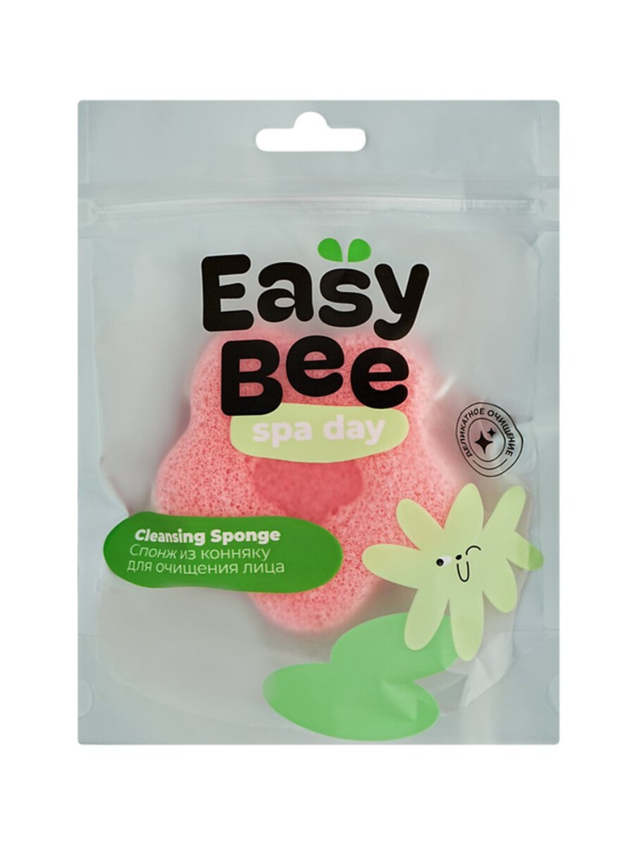 Спонж для умывания EASYBEE SPA DAY, из конняку, розовый, в виде цветка
