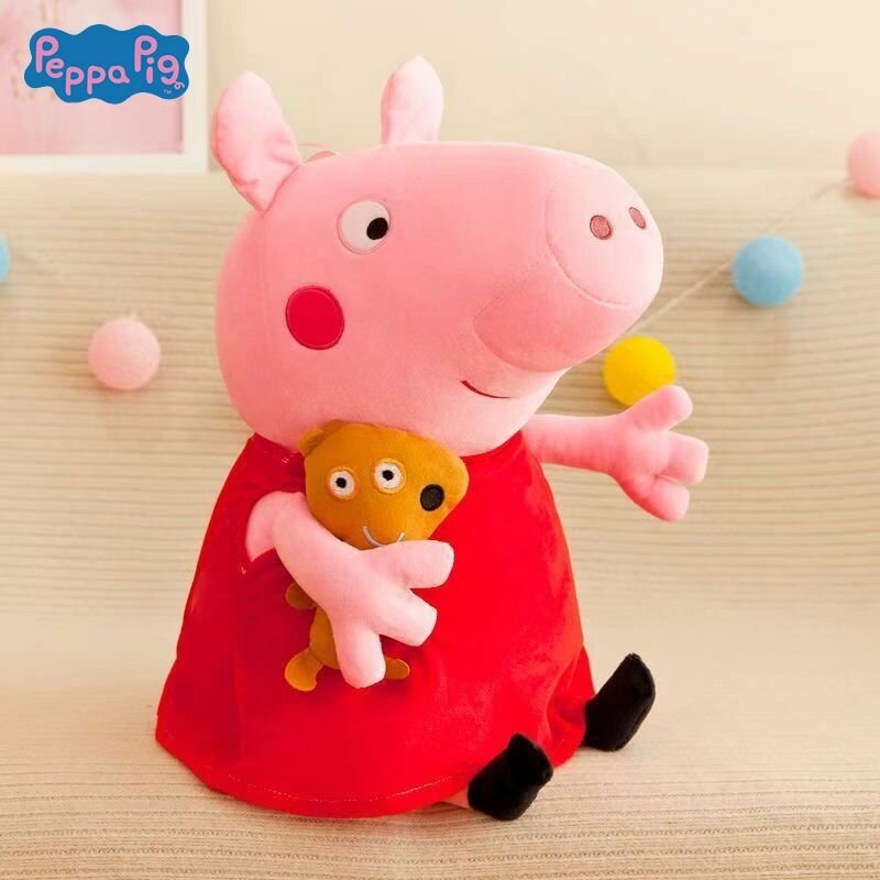 Мягкая игрушка "Свинка Пеппа", красный цвет, 30cm, для детей до 17 лет