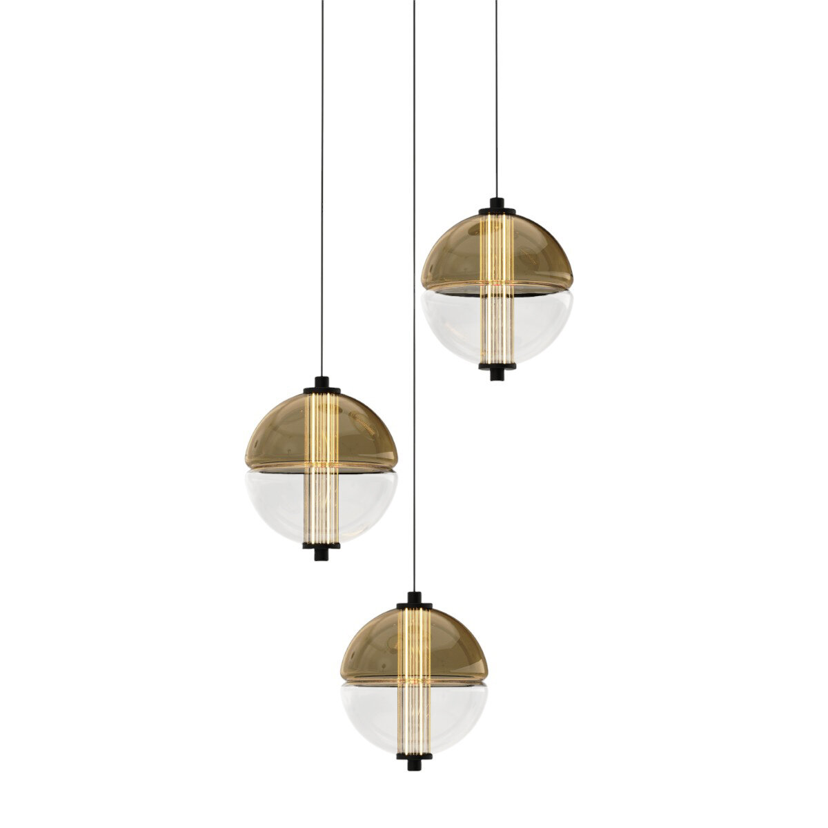 Подвесной светильник Delight Collection MD24022079 MD24022079-3A black/amber, Черный/Янтарный, LED, 3 x 5.4 Вт.