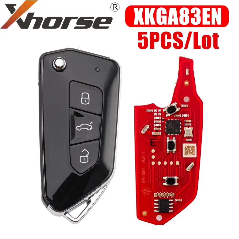 Xhorse XKGA83EN 2-го поколения, полностью черный GA08, стиль, 3 кнопки, проводной дистанционный ключ, 5 шт./лот