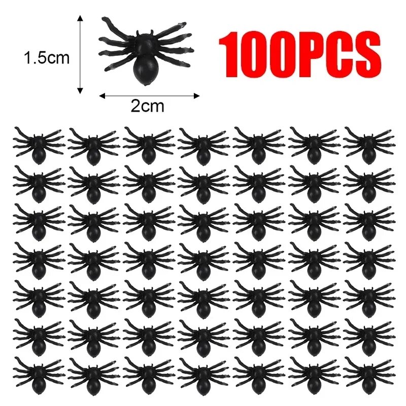 Черные декоративные пауки из полиэтилена 100PCS