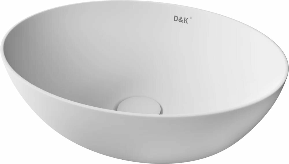Накладная раковина D&K Matrix DT1390708 41 фарфоровая, без отверстия под смеситель, раковина для ванной, 41 см, овальная, белая