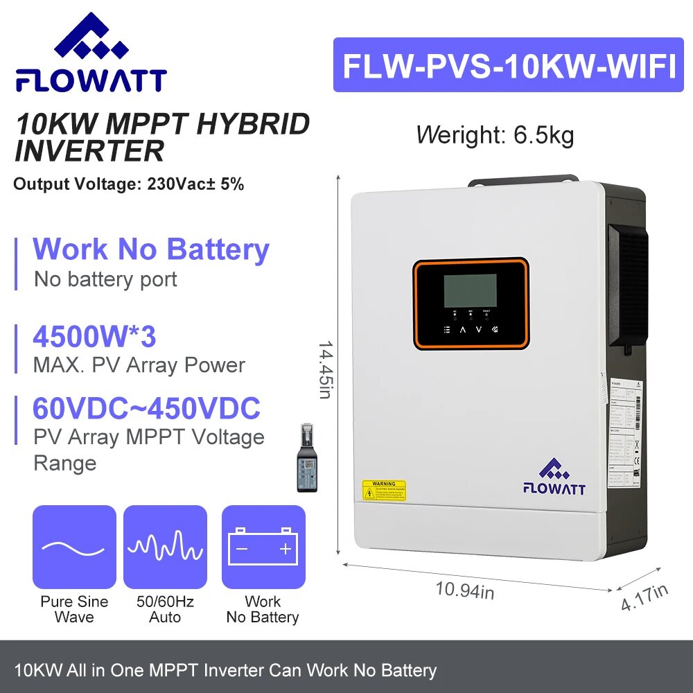 FLOWATT FLW-PVS-10KW Гибридный солнечный инвертор 10 кВт 10KW With WIFI