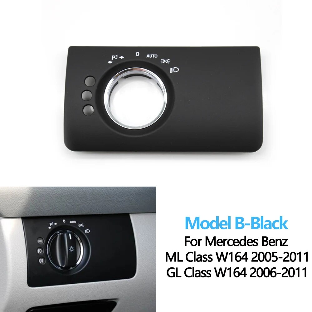 LHD салон автомобиля, передняя левая фара, переключатель, накладка, замена крышки для Mercedes Benz W164 X164 ML GL 300 350 450 500 2005-2011, W164 Model B Black