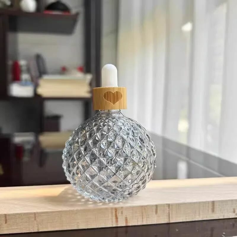 3,3 унции/100 мл стеклянная бутылка-капельница, контейнер для эфирного масла для косметического ухода за кожей, бамбуковая крышка пипетка бутылка