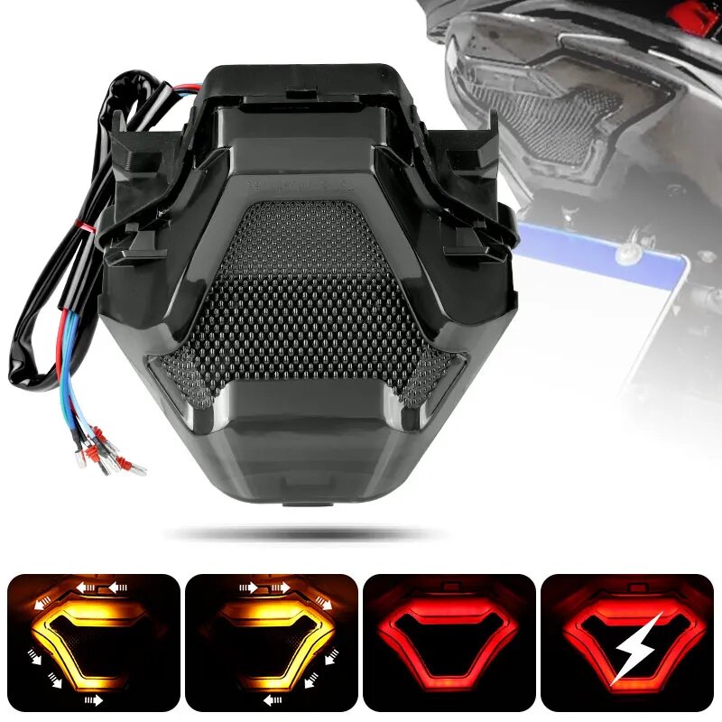 Светодиодный задний фонарь для мотоцикла, задний фонарь для Yamaha MT03 MT07 MT25 FZ07 R3 R25 lc150, задние фонари, стоп-сигналы, указатели поворота, Черный