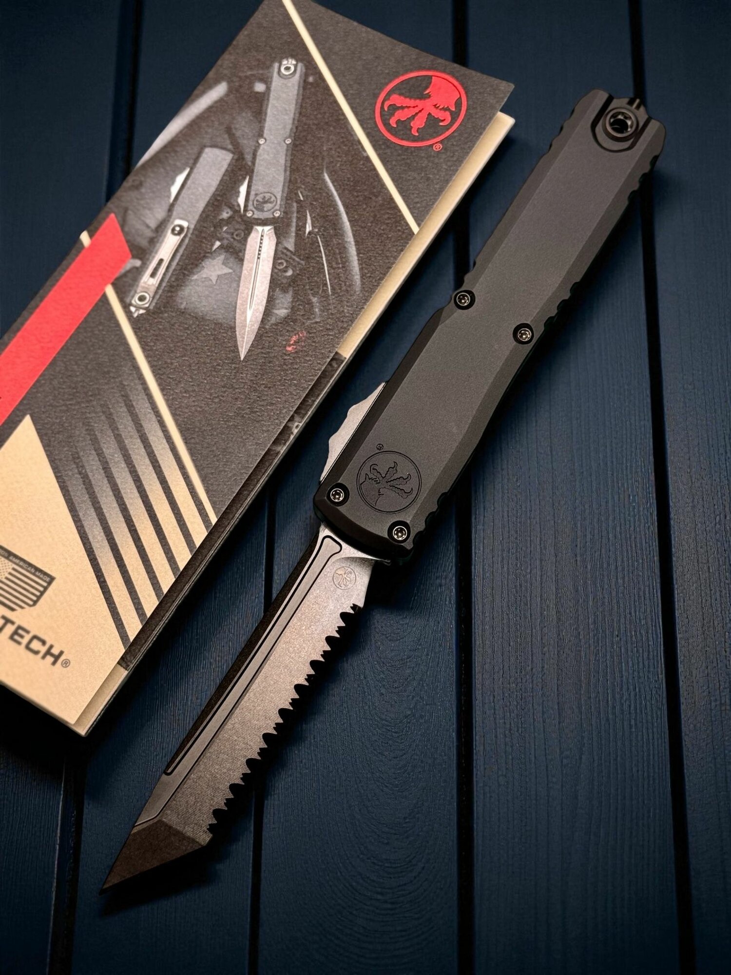 Нож складной MicroTech MCT11233DLCTSH Ultratech Gen III ZBP, Full Serrated Blade, Shadow Signature Series