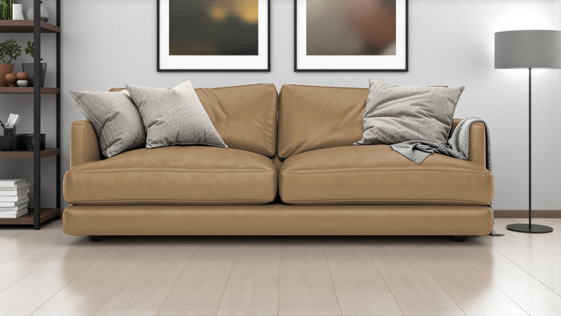 Диван Ибица Madras 26 NOW 215x116x93 см, бежевый Натуральная кожа, еврокнижка Фиеста