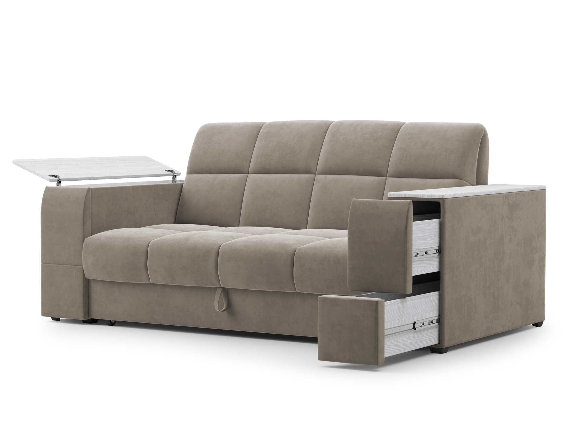 Диван-кровать Флай, аккордеон, подлокотники короб+ящики, 140*200 с ортопедическим основанием, съемный чехол, велюр.