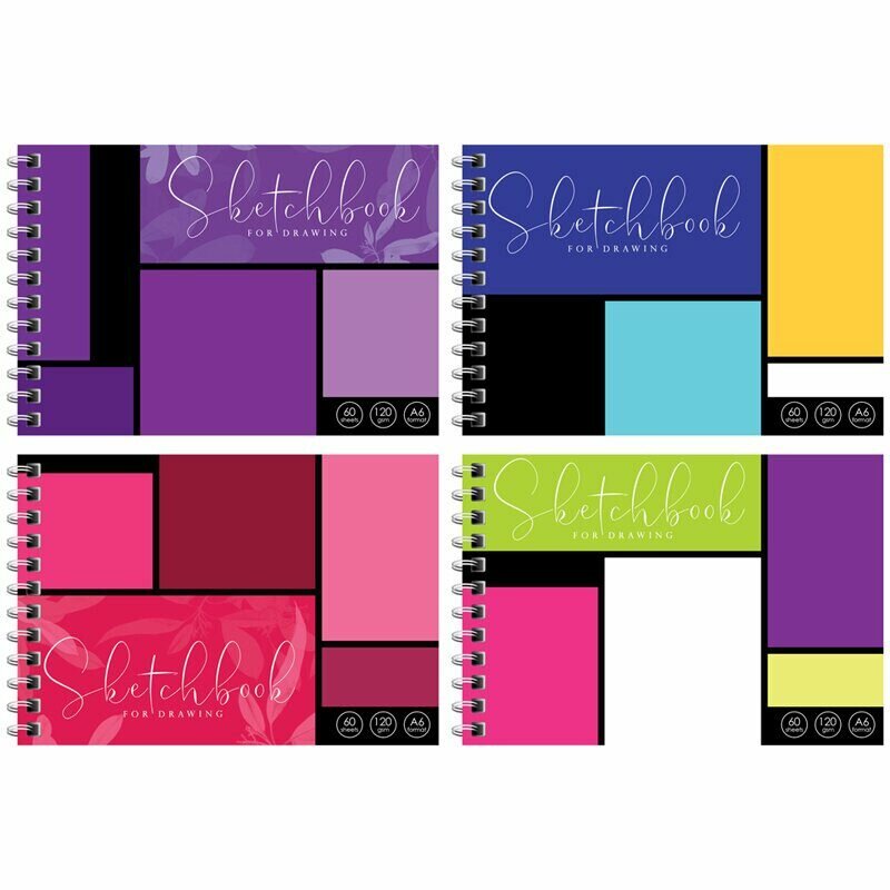Скетчбук-блокнот 60л, А6 ArtSpace "Color geometry", на гребне, 120г/м2, Б6р60грг_35503