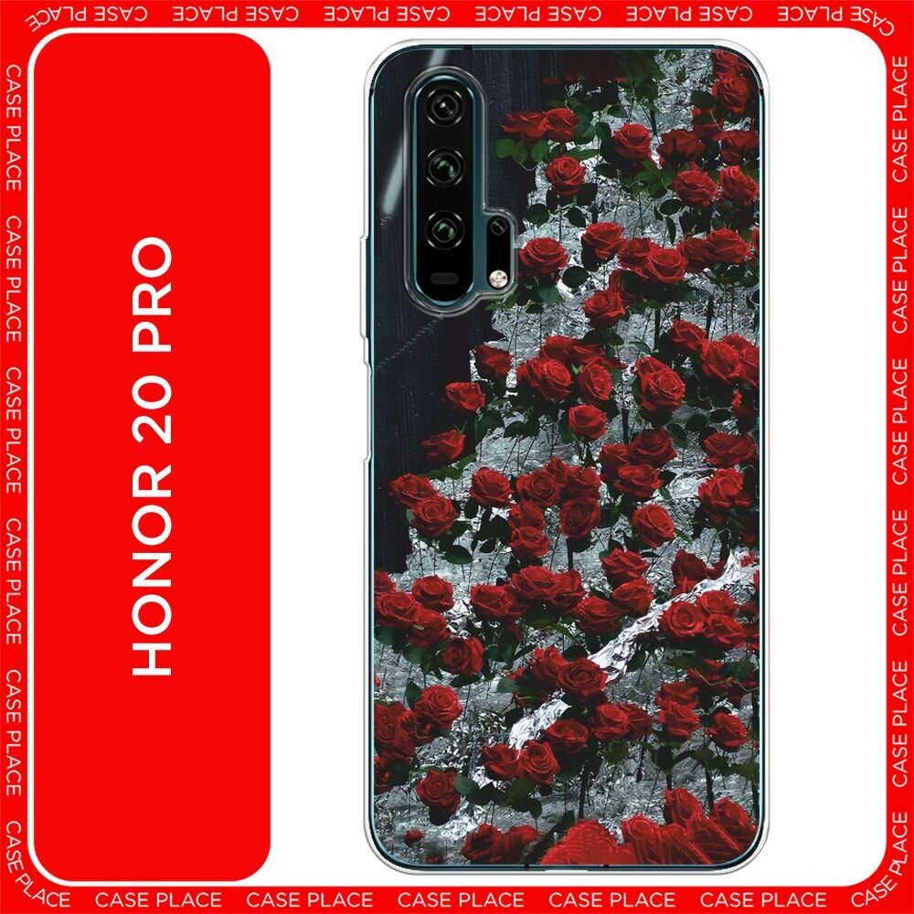 Чехол на Honor 20 Pro / Хонор 20 Про с принтом Цветущие алые розы