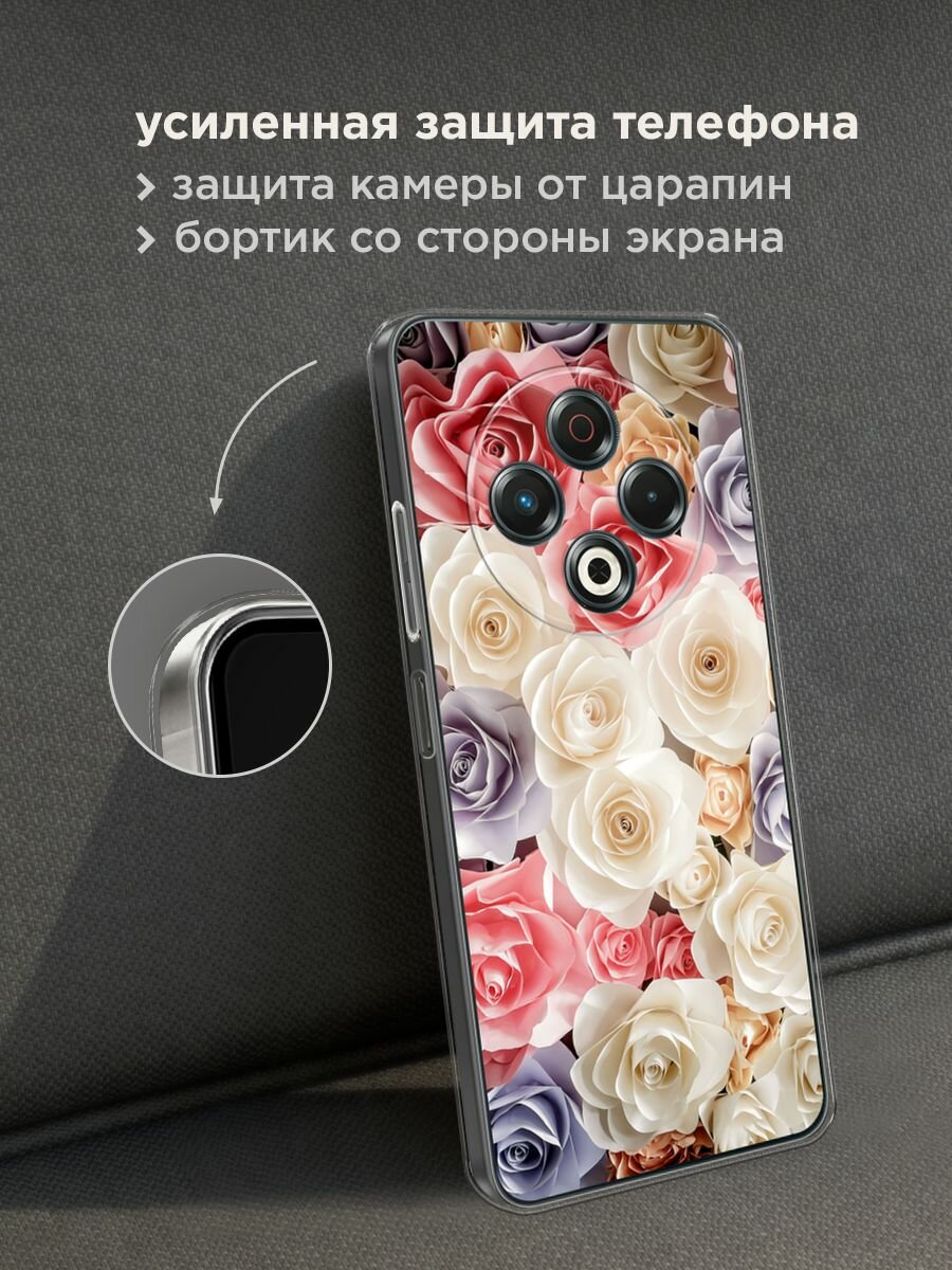 Чехол на Tecno Spark 30 / Текно Спарк 30 с принтом "Пастельные розы" — фото 1