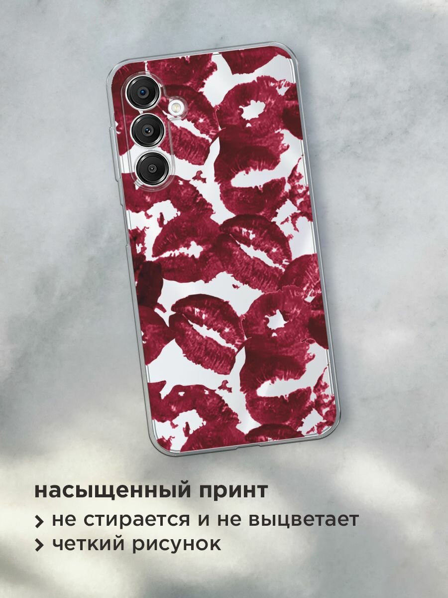 Чехол на Samsung Galaxy A16 / Самсунг А16 с принтом "Помада паттерн 2", прозрачный — фото 1